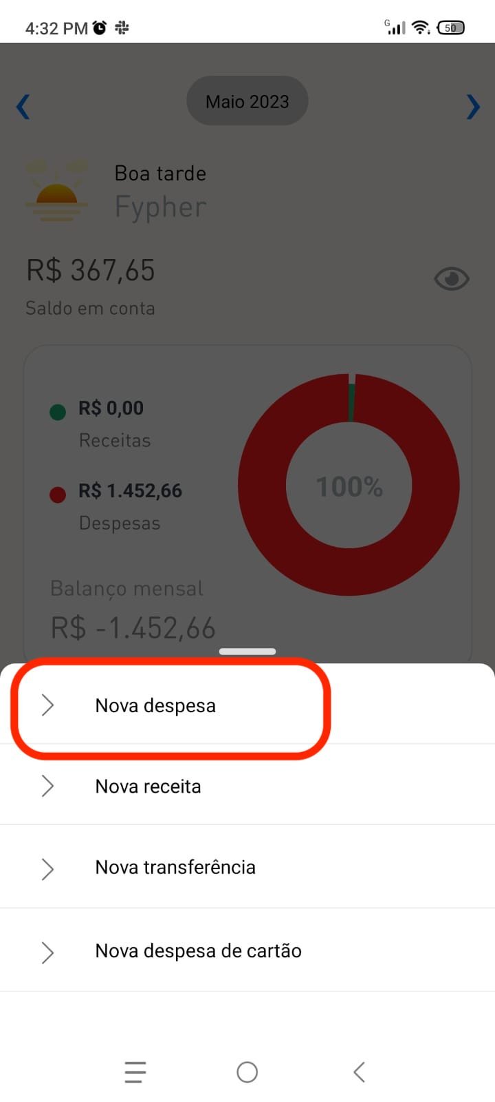 Como lançar uma despesa - Stimper